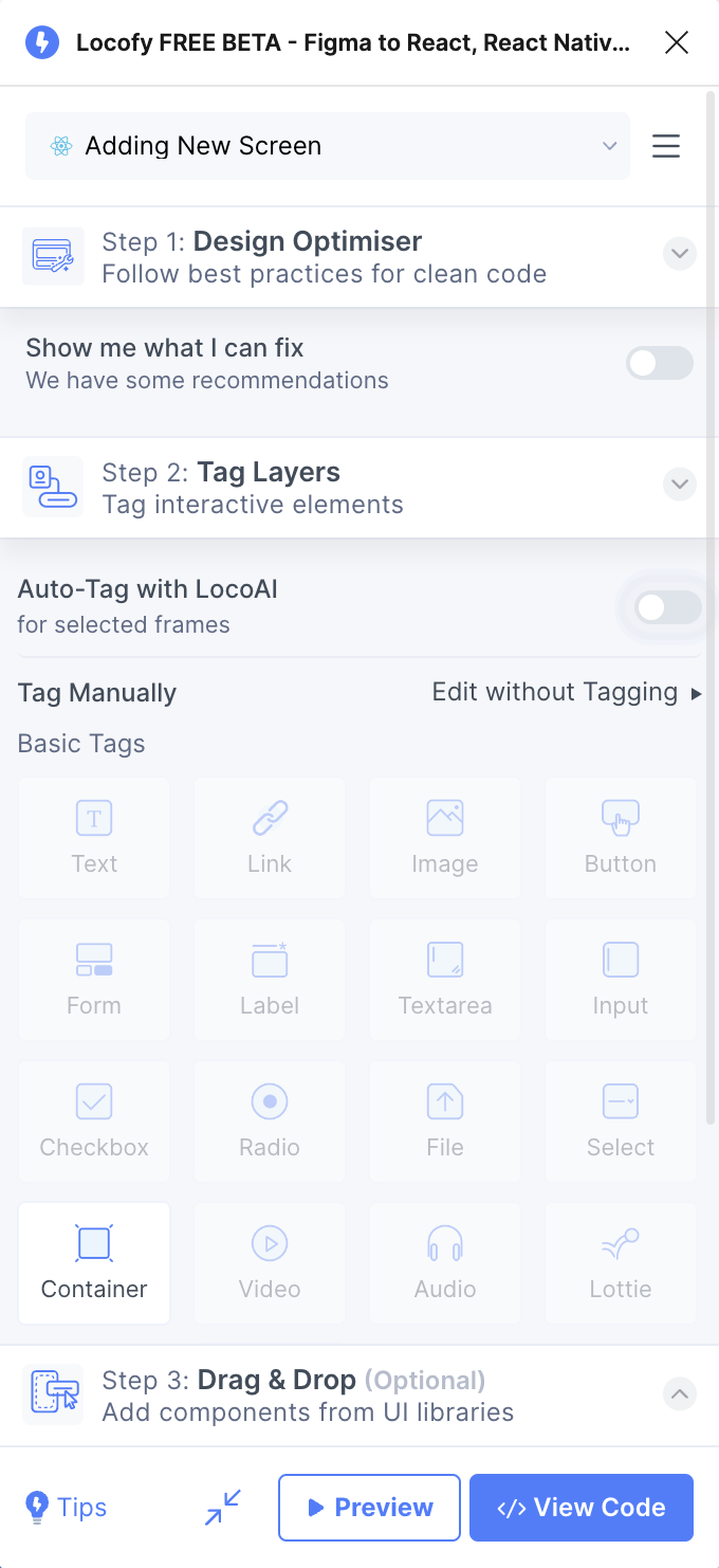 Integrating a new screen into an existing code base – Locofy Docs