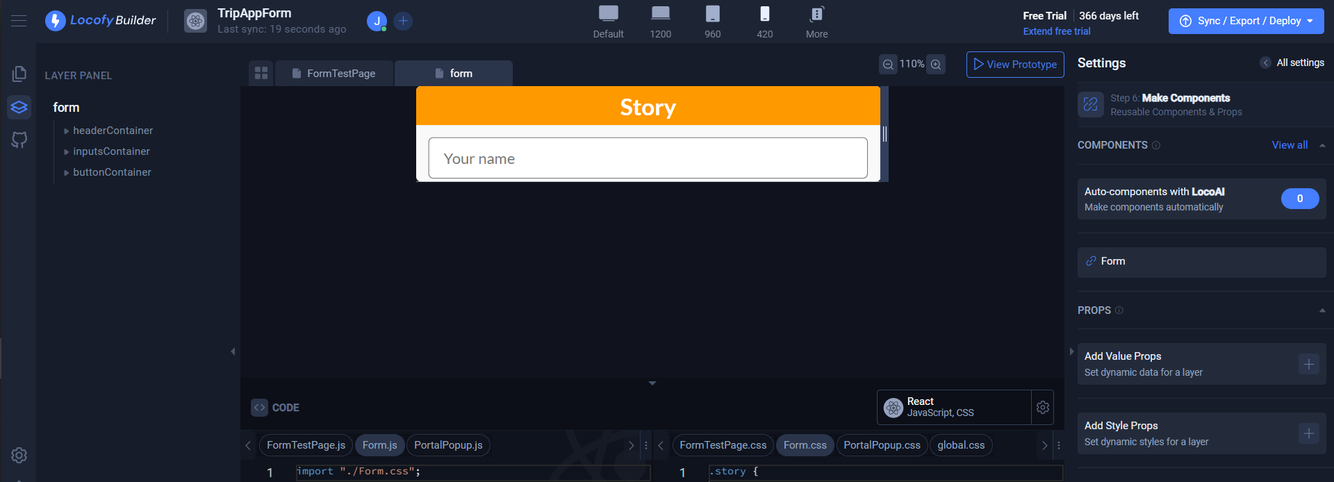 Exporting a custom form for your existing repository – Locofy Docs
