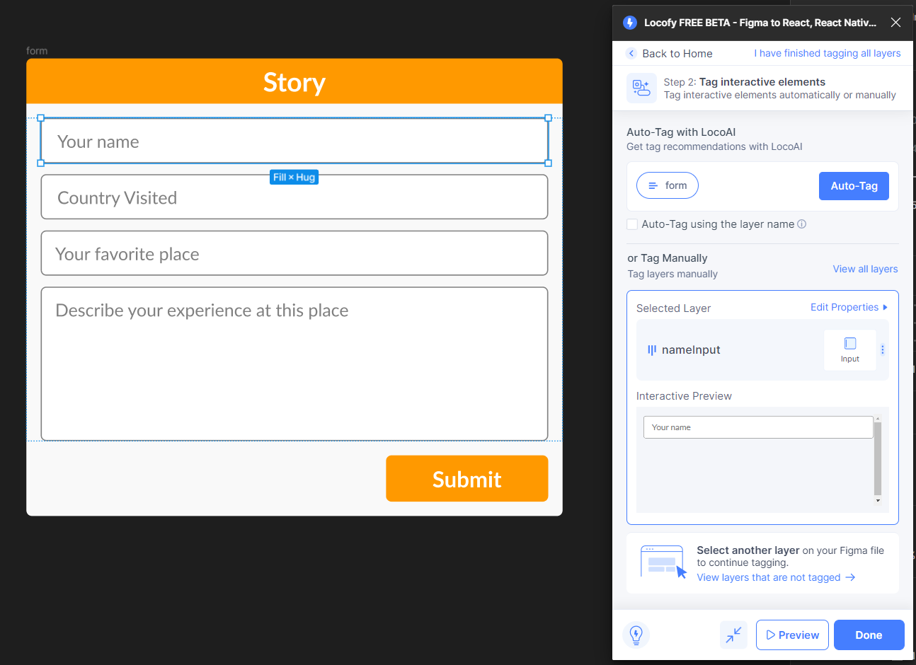 Exporting a custom form for your existing repository – Locofy Docs