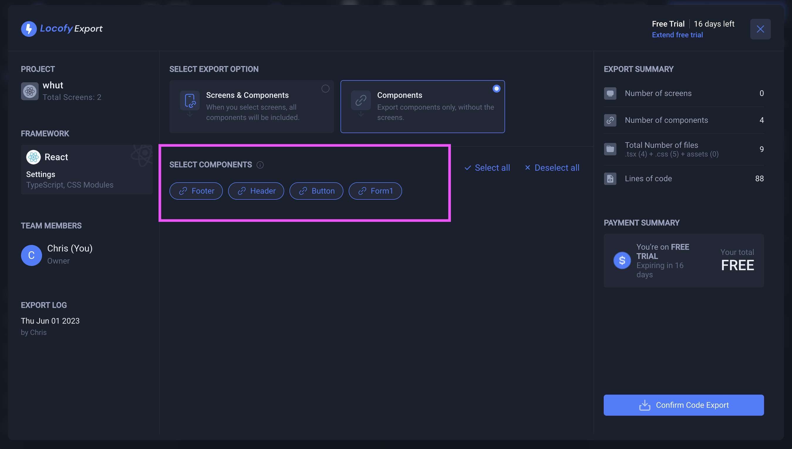 Exporting or Syncing Individual Components – Locofy Docs