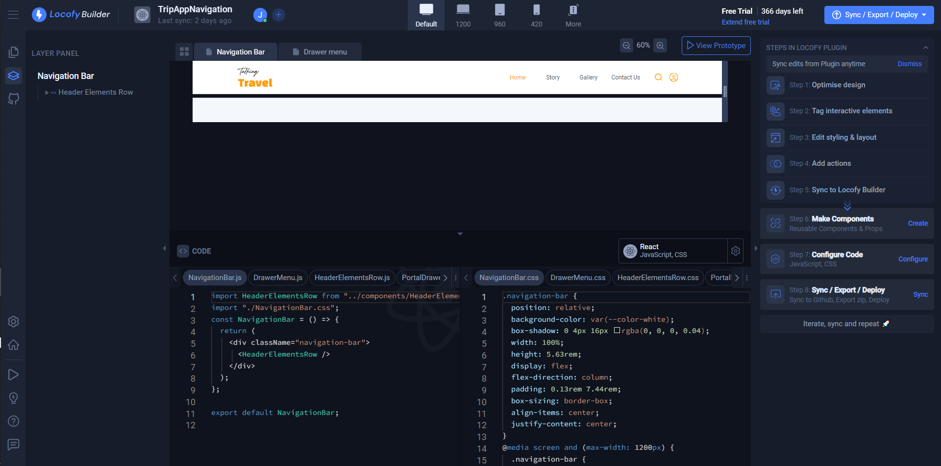 Exporting a responsive navbar for your existing repository – Locofy Docs