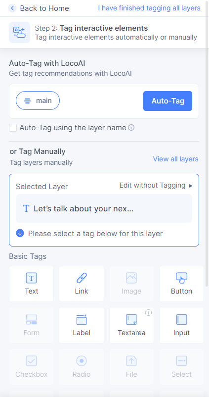 Generating code with Semantic Tags – Locofy Docs